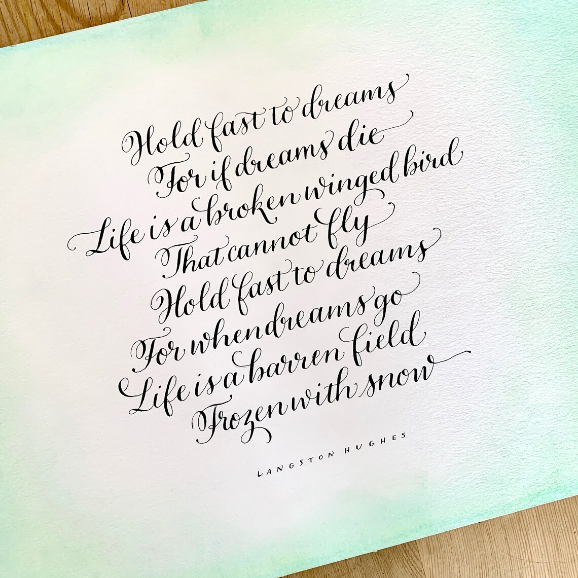 Calligraphy Quote Hold Fast to Dreams Handwritten Poem Langston Hughes ...
