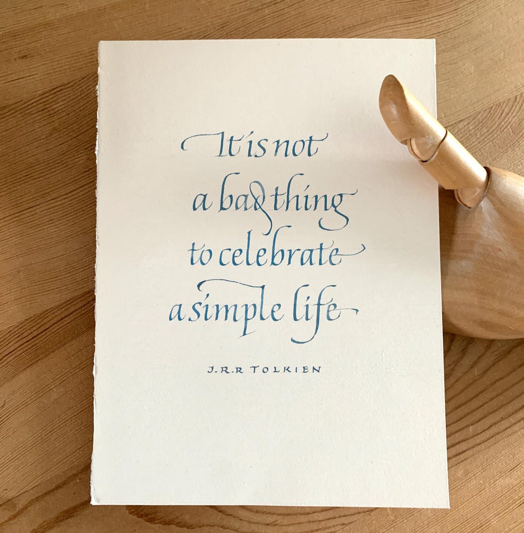 Handwritten Calligraphy Quote Card JRR Tolkien Quotation Simple Life ...
