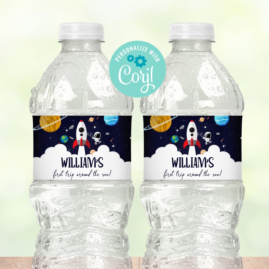 EDITABLE Outer Space Water Bottle Labels, Water Bottle Birthday First ...