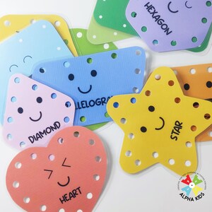 Printable Shapes Fine Motor Skills Activity, Shapes Lacing Cards ...