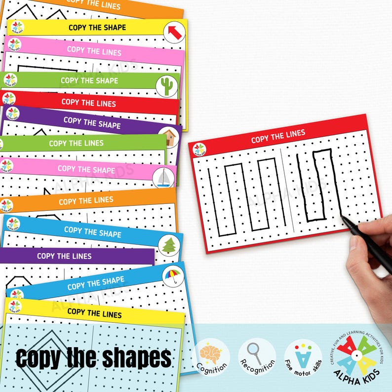 Printable Copy the Shapes Learning Activity, Dot to Dot Shapes Toddler ...
