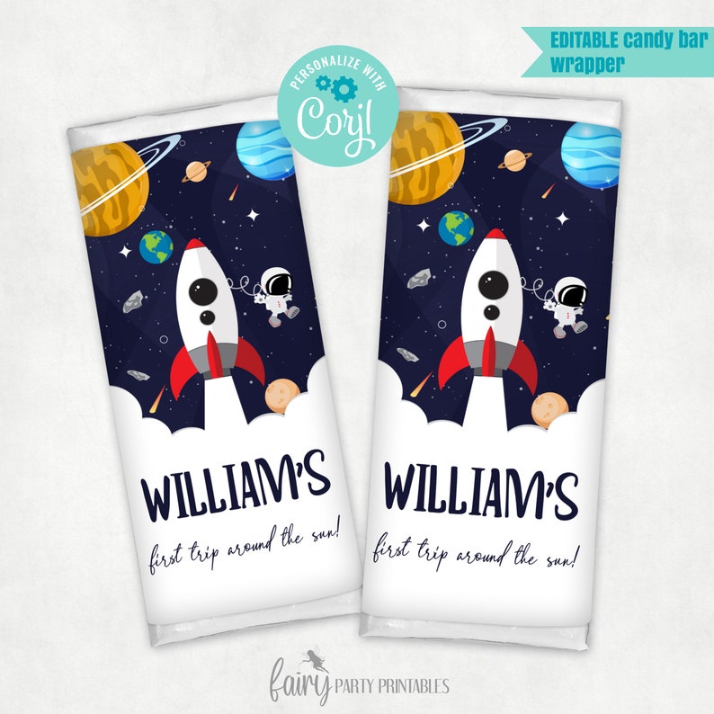 EDITABLE Outer Space Birthday Thank You Candy Bar Labels - Etsy
