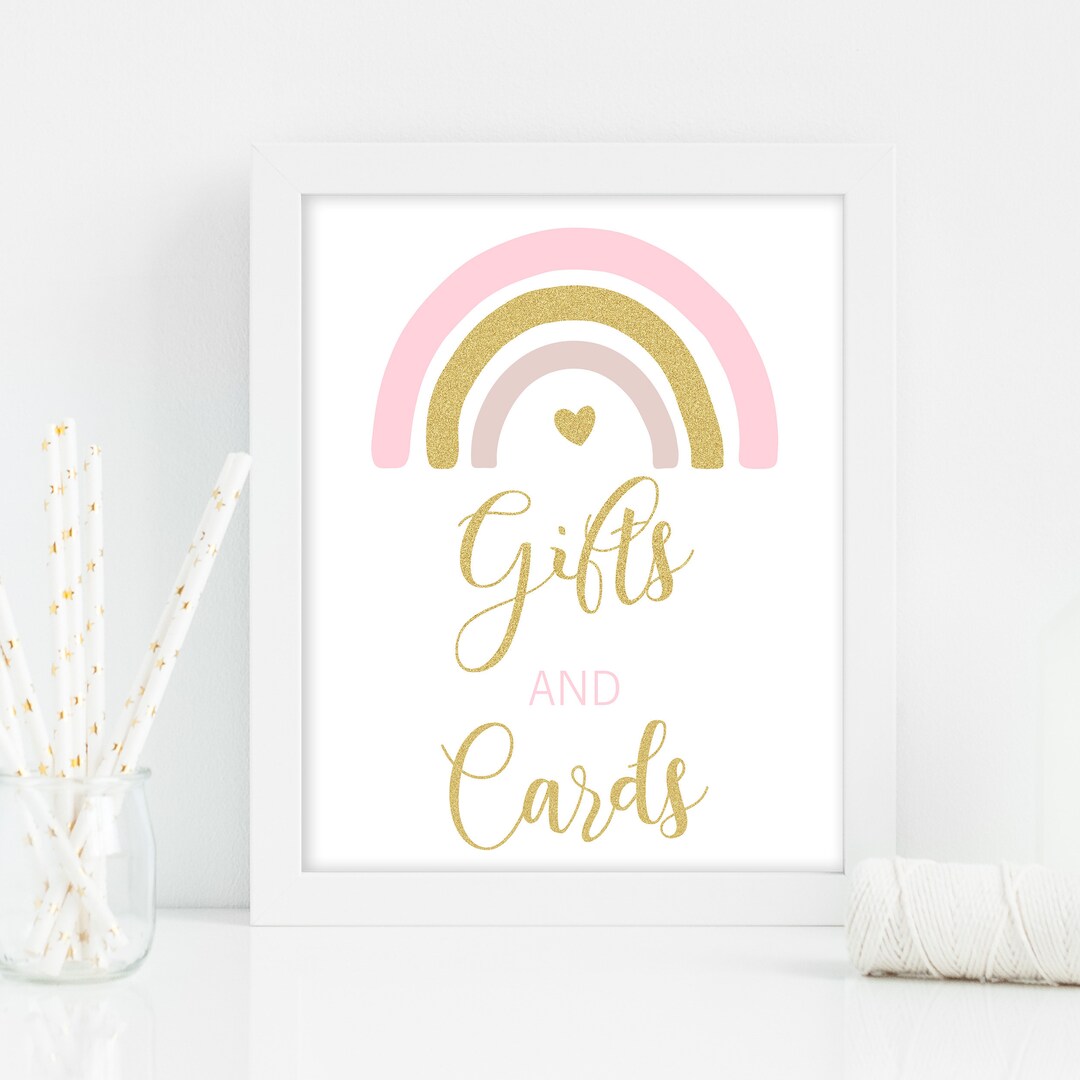 Printable Boho Rainbow Birthday Gift Table Sign, Boho Rainbow Gifts and ...