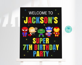 EDITABLE Printable Superheroes Welcome Sign Superhero - Etsy