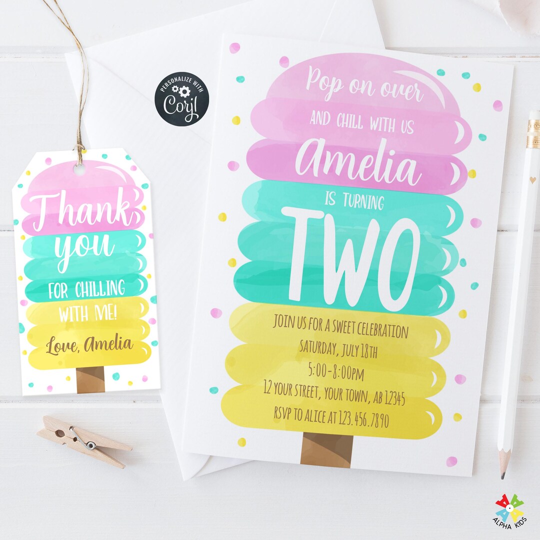 EDITABLE Popsicle Birthday Invitation, Girl Birthday Summer Pool Party ...