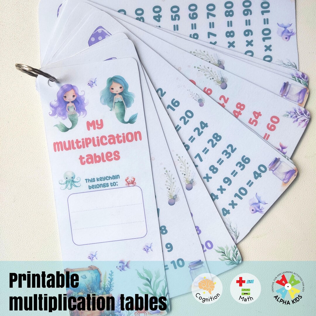 Printable Mermaid Multiplication Tables, Under the Sea Theme ...