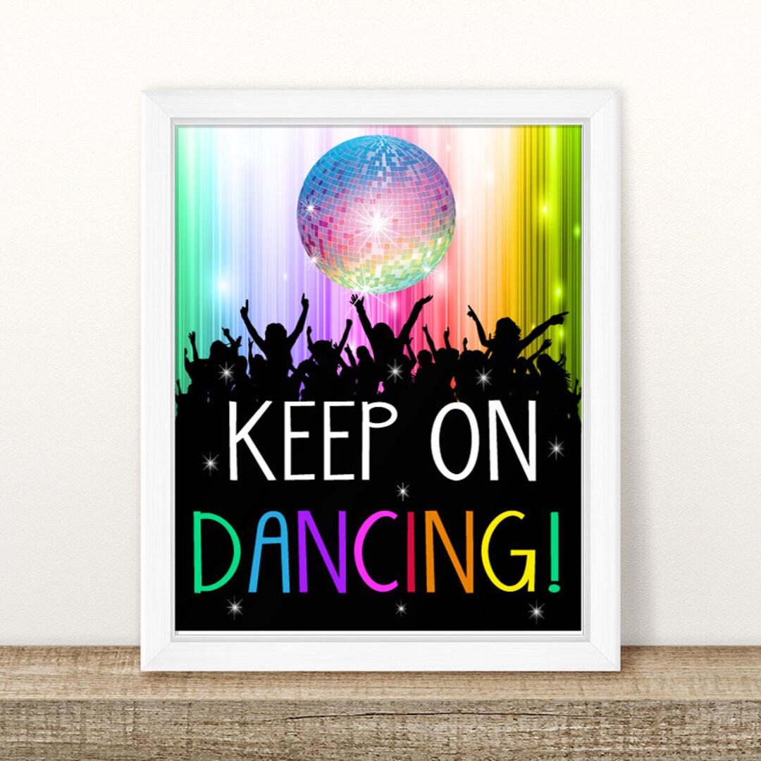 Printable Dance Birthday Decor Sign, Disco Ball Printable Birthday ...