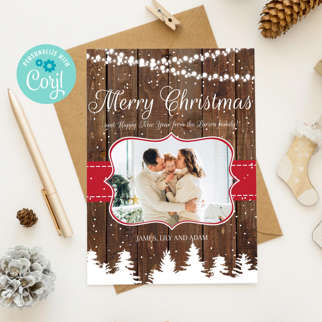 EDITABLE Christmas Card Template Holiday Card Holiday - Etsy