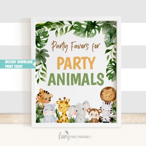 Printable Safari Animals Party Favors Table Sign, Jungle Animals Favors ...