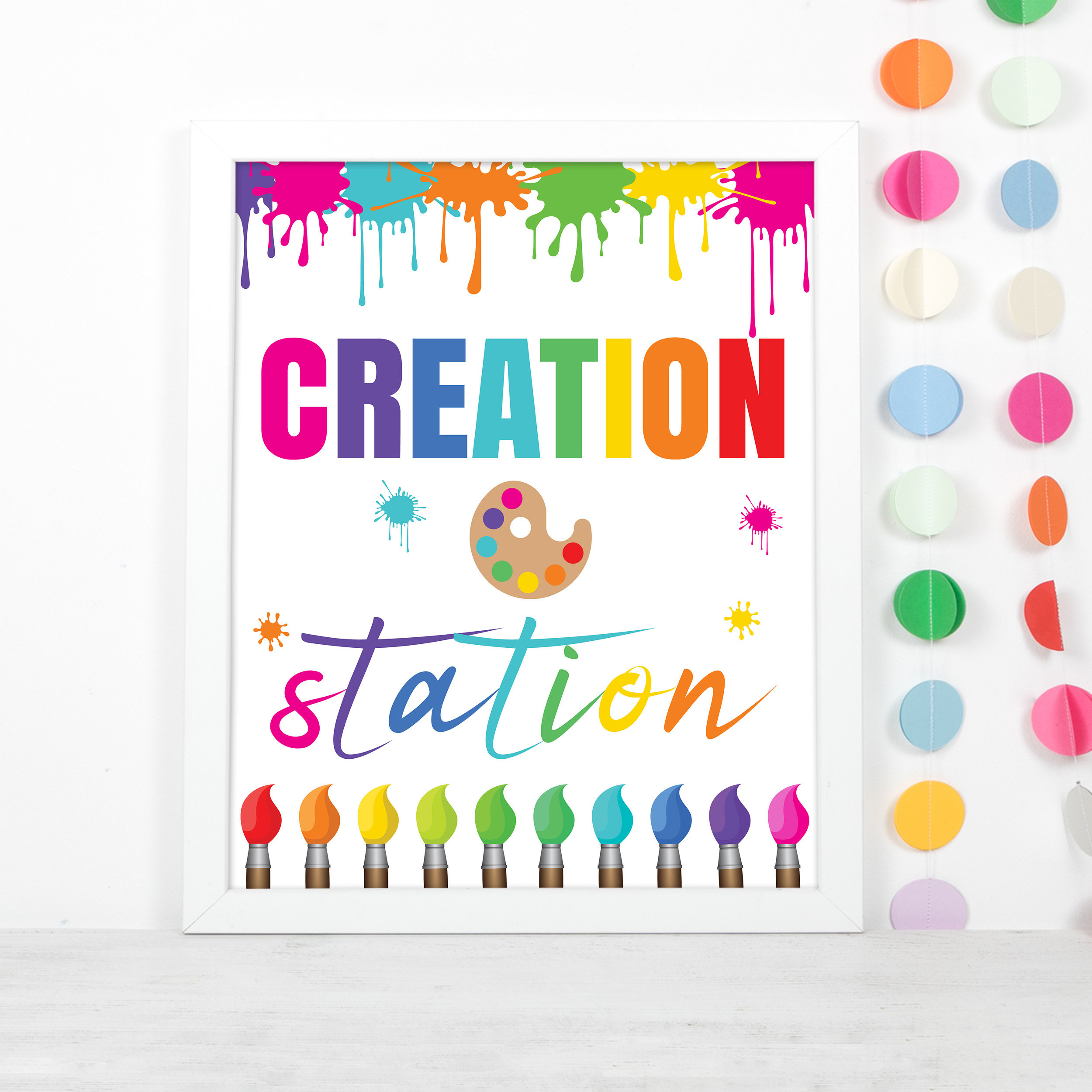 Printable Creation Station Birthday Sign, Paint Station Birthday Table ...