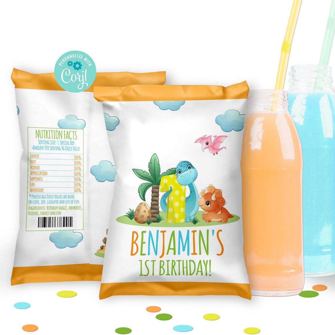 EDITABLE Dinosaurs Chips Bag Labels Dinosaur Birthday Party - Etsy