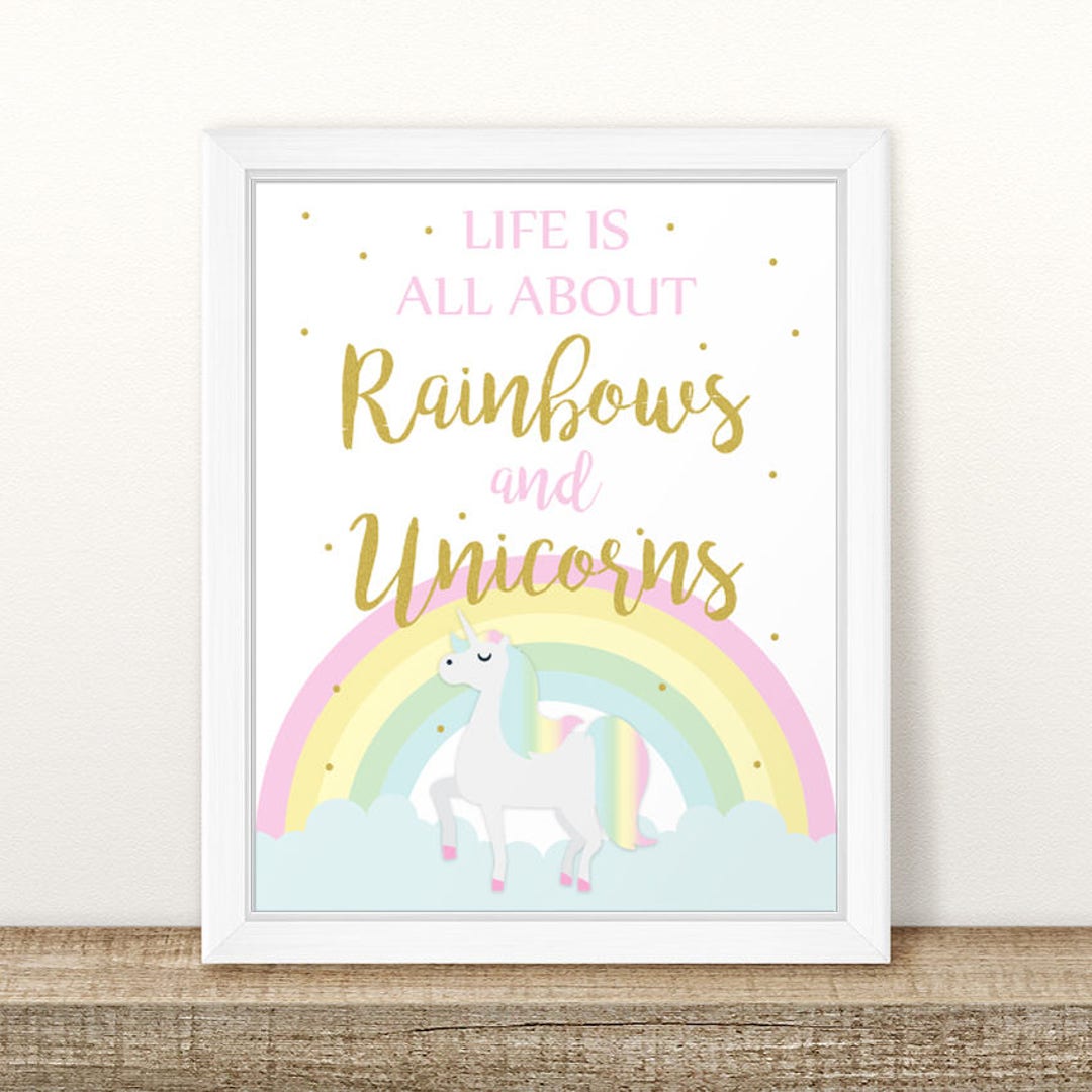 Printable Unicorn Birthday Sign, Rainbows and Unicorns Birthday Sign ...