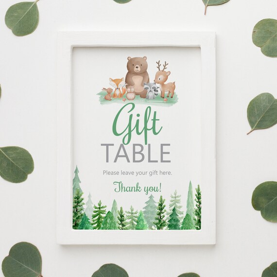 Printable Woodland Gift Table Sign Woodland Animals Gift | Etsy
