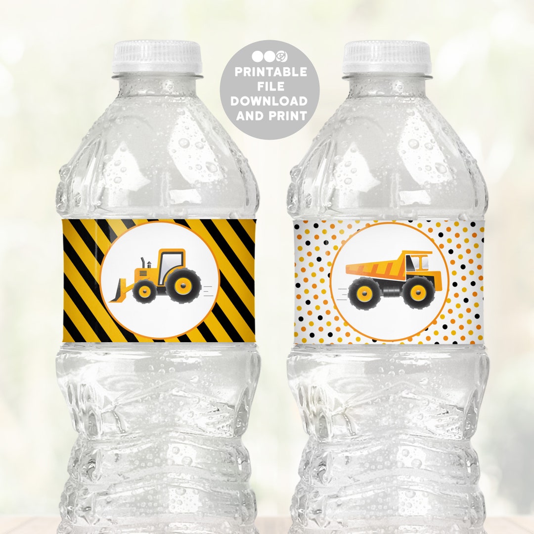 Printable Construction Water Bottle Labels Construction - Etsy