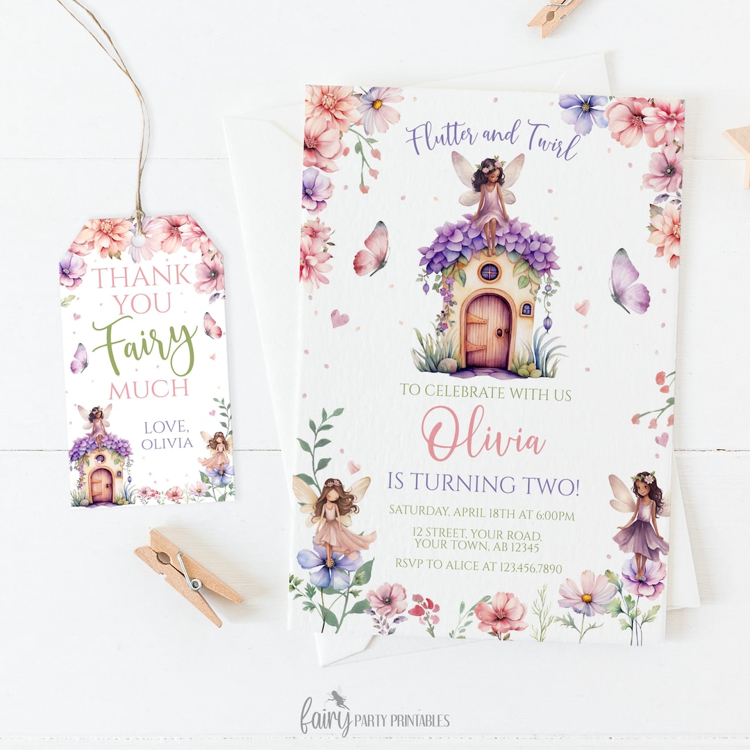 EDITABLE Fairy Birthday Invitation Whimsical Enchanted Pixie Fairy ...
