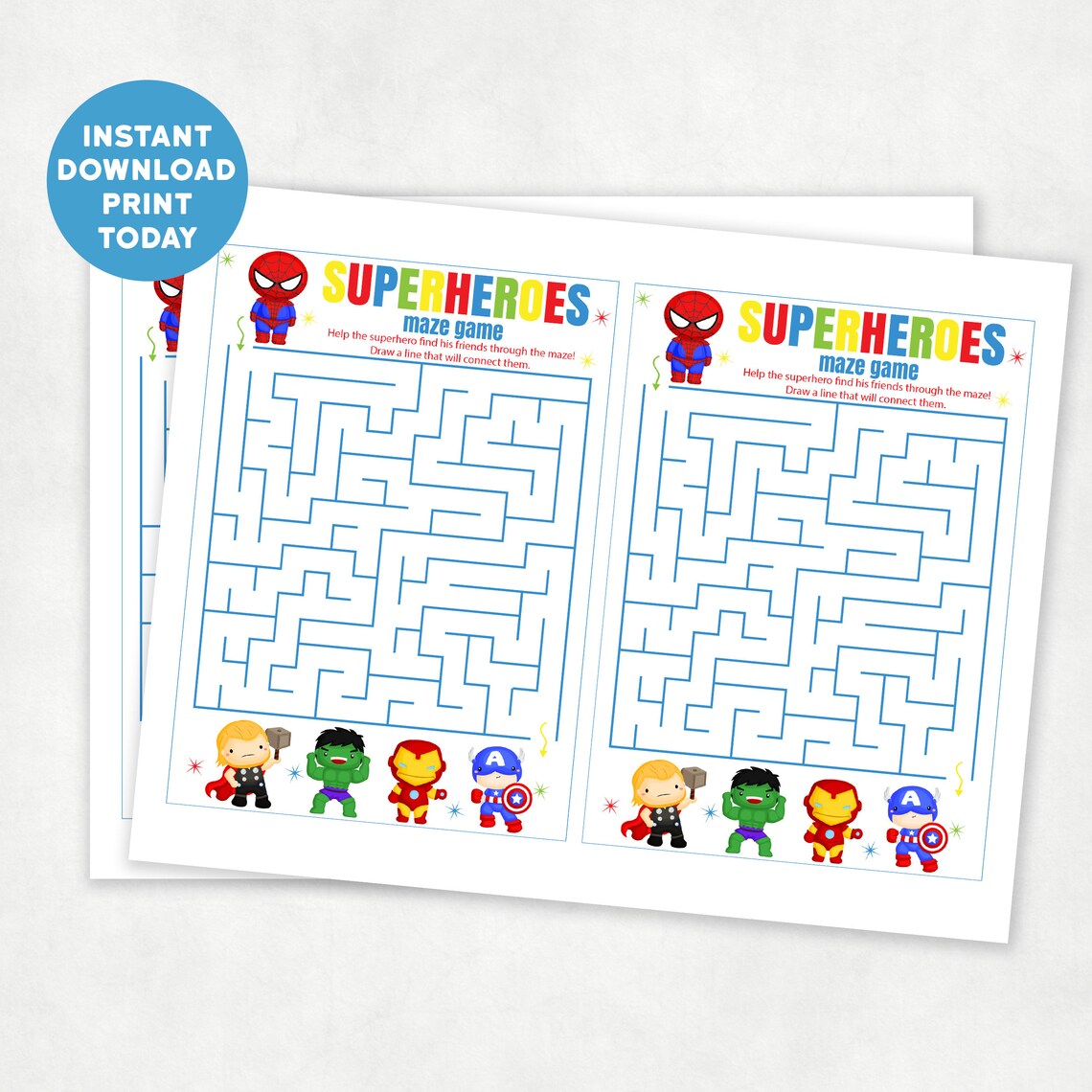 Printable Superheroes Birthday Maze Game Birthday Party - Etsy Canada