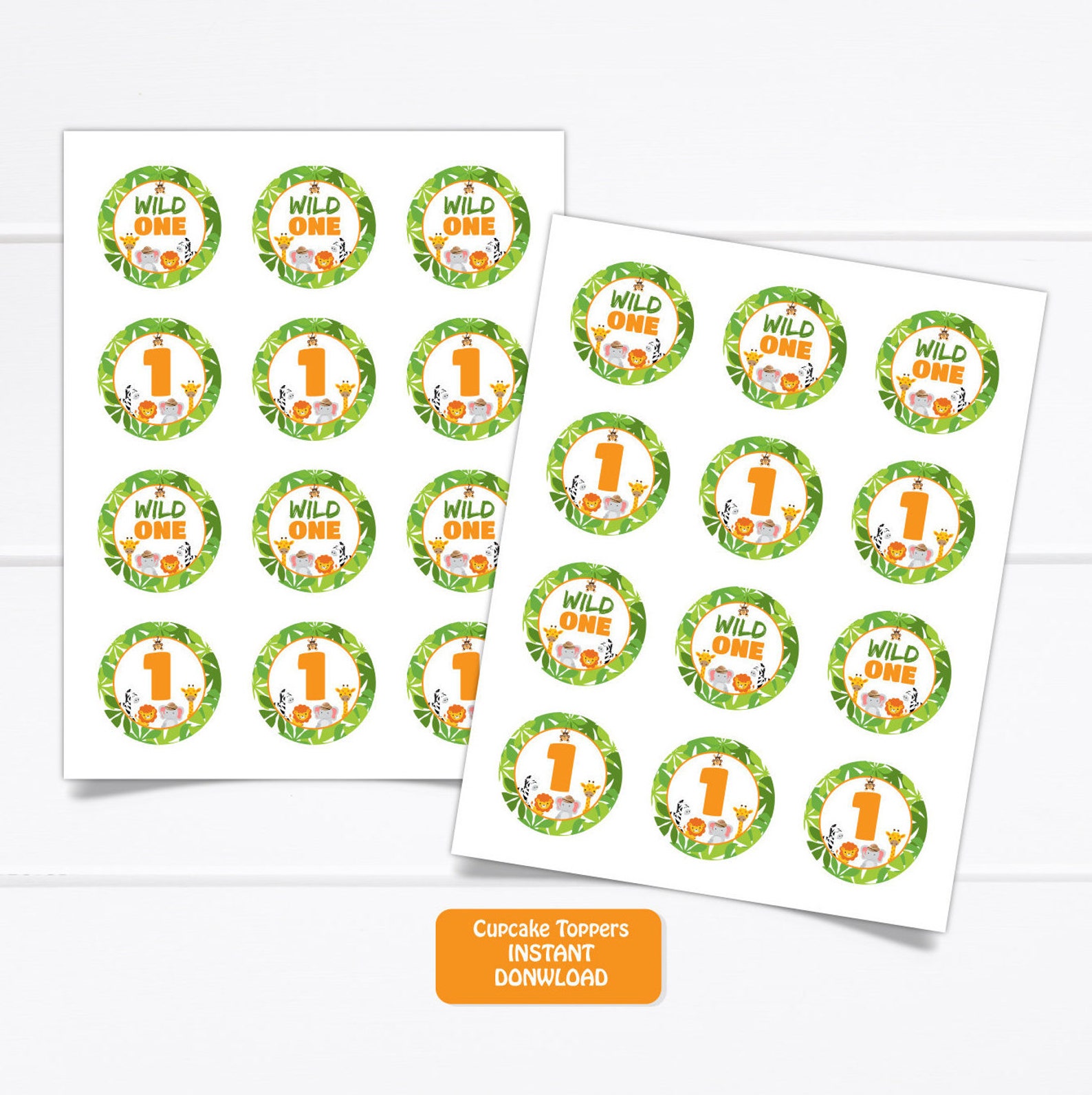 Printable Safari Cupcake Toppers Wild One Cake Toppers | Etsy