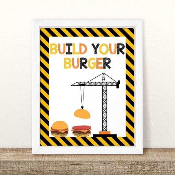 Printable Construction Birthday Table Sign Burger Station | Etsy