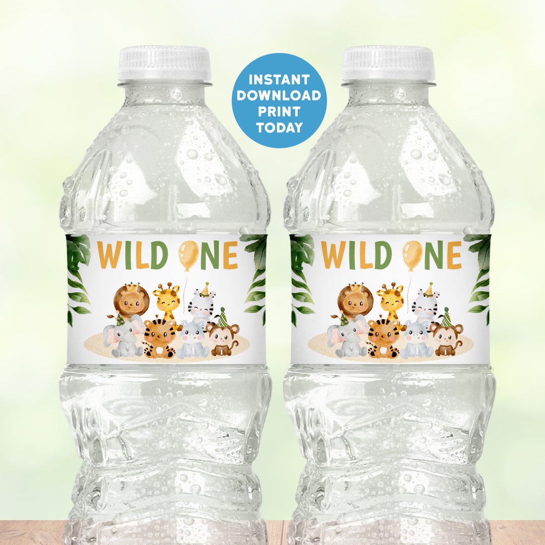 Printable Jungle Water Bottle Label, 1st Birthday Jungle Water Bottle ...