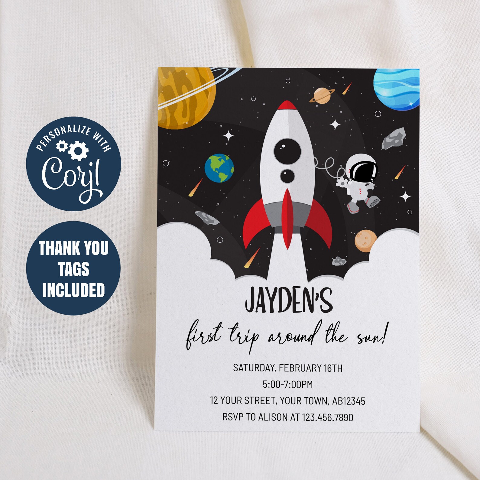 EDITABLE Outer Space Birthday Invitation Template Rocket Ship - Etsy