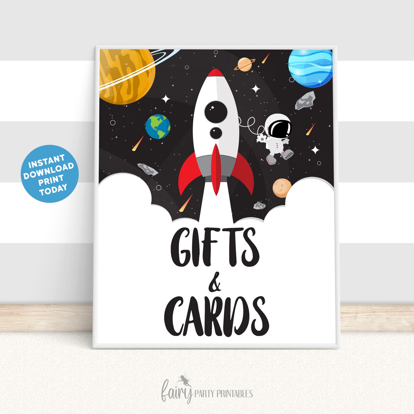 Printable Outer Space Gifts and Cards Table Sign Rocket Ship - Etsy