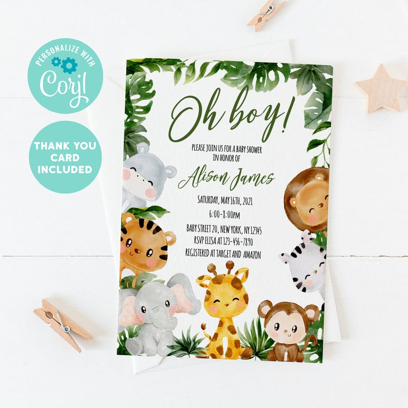 EDITABLE Safari Animals Baby Shower Set Safari Baby Shower - Etsy