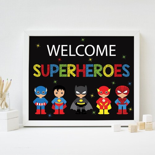 Printable Welcome Superheroes Birthday Sign Superhero - Etsy