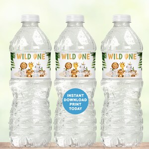 Printable Jungle Water Bottle Label, 1st Birthday Jungle Water Bottle ...