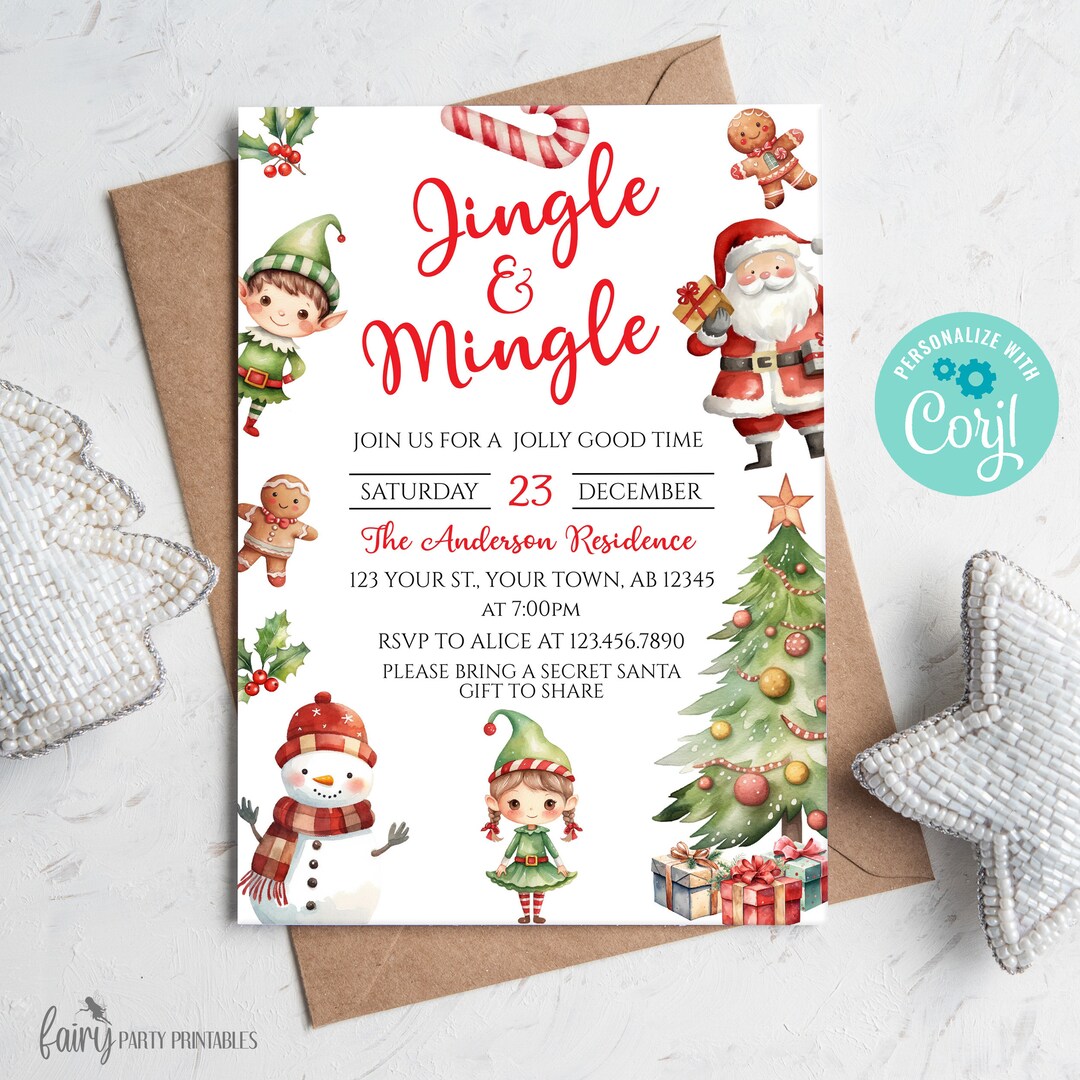 EDITABLE Printable Christmas Party Invitation Kids Christmas - Etsy