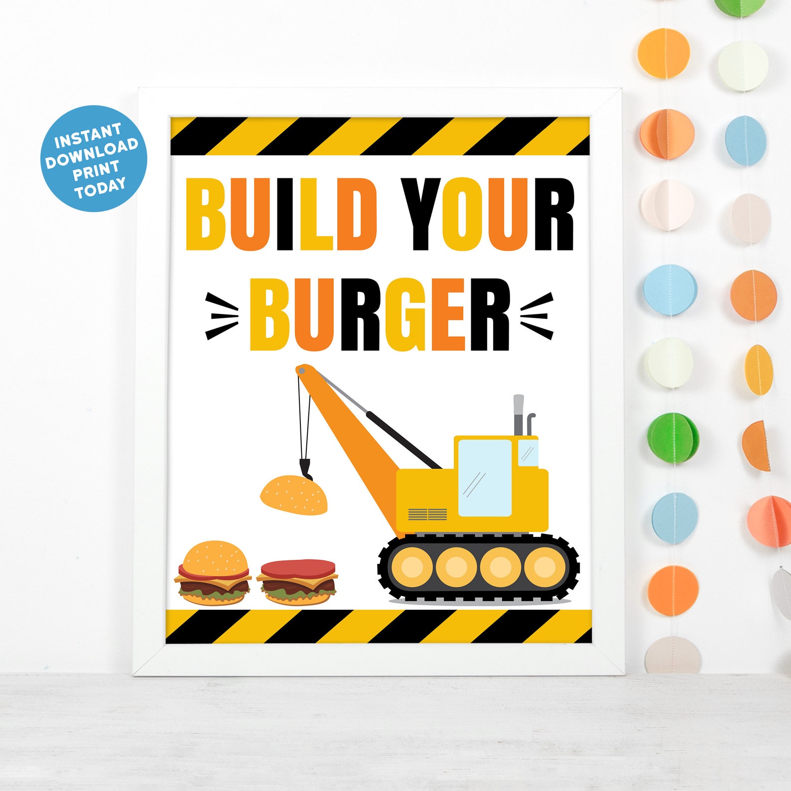 Printable Construction Birthday Table Sign Burger Station - Etsy