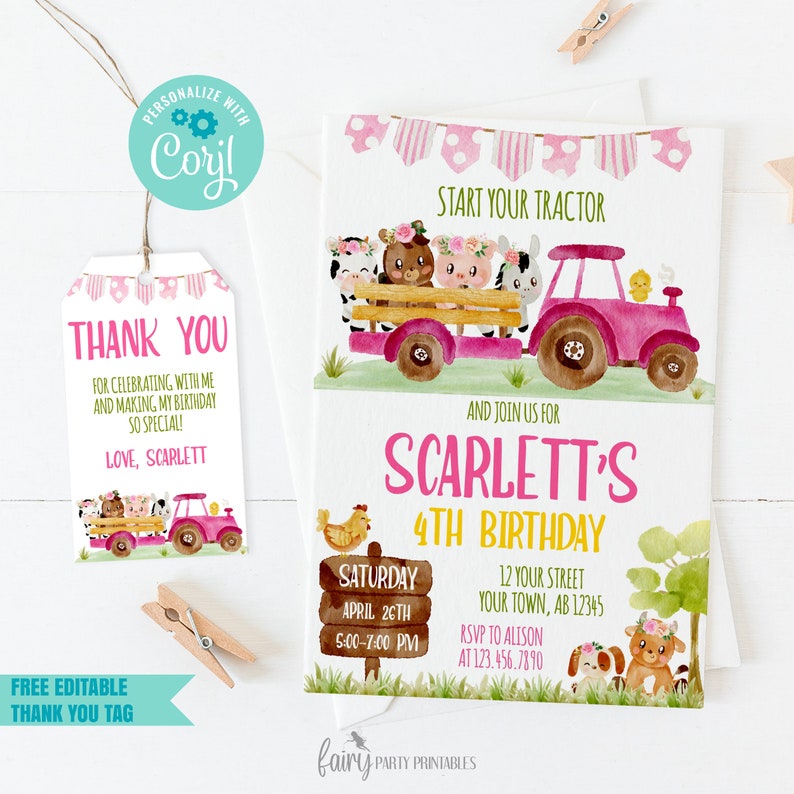 EDITABLE Farm Girl Birthday Invitation Template Barnyard - Etsy