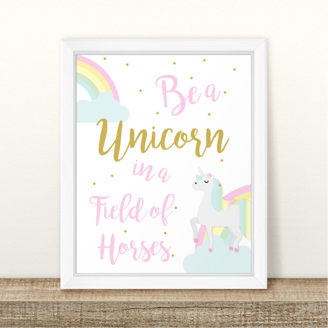 Printable Unicorn Birthday Sign, Rainbows and Unicorns Birthday Sign ...