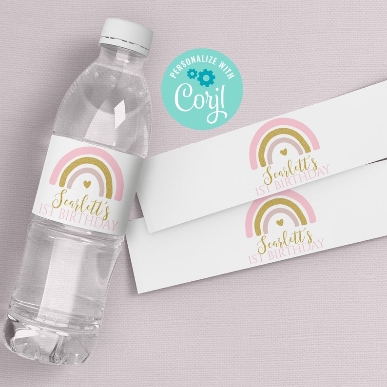 EDITABLE Printable Boho Rainbow Water Bottle Labels Template - Etsy