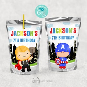 EDITABLE Superheroes Capri Sun Labels, Juice Pouch Birthday Superhero ...