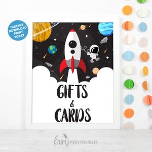 Printable Outer Space Gifts and Cards Table Sign Rocket Ship - Etsy
