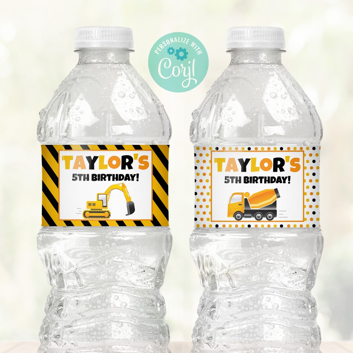 EDITABLE Printable Construction Water Bottle Labels Template - Etsy