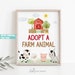 Printable Adopt a Farm Animal Birthday Table Sign, Farm Animals ...