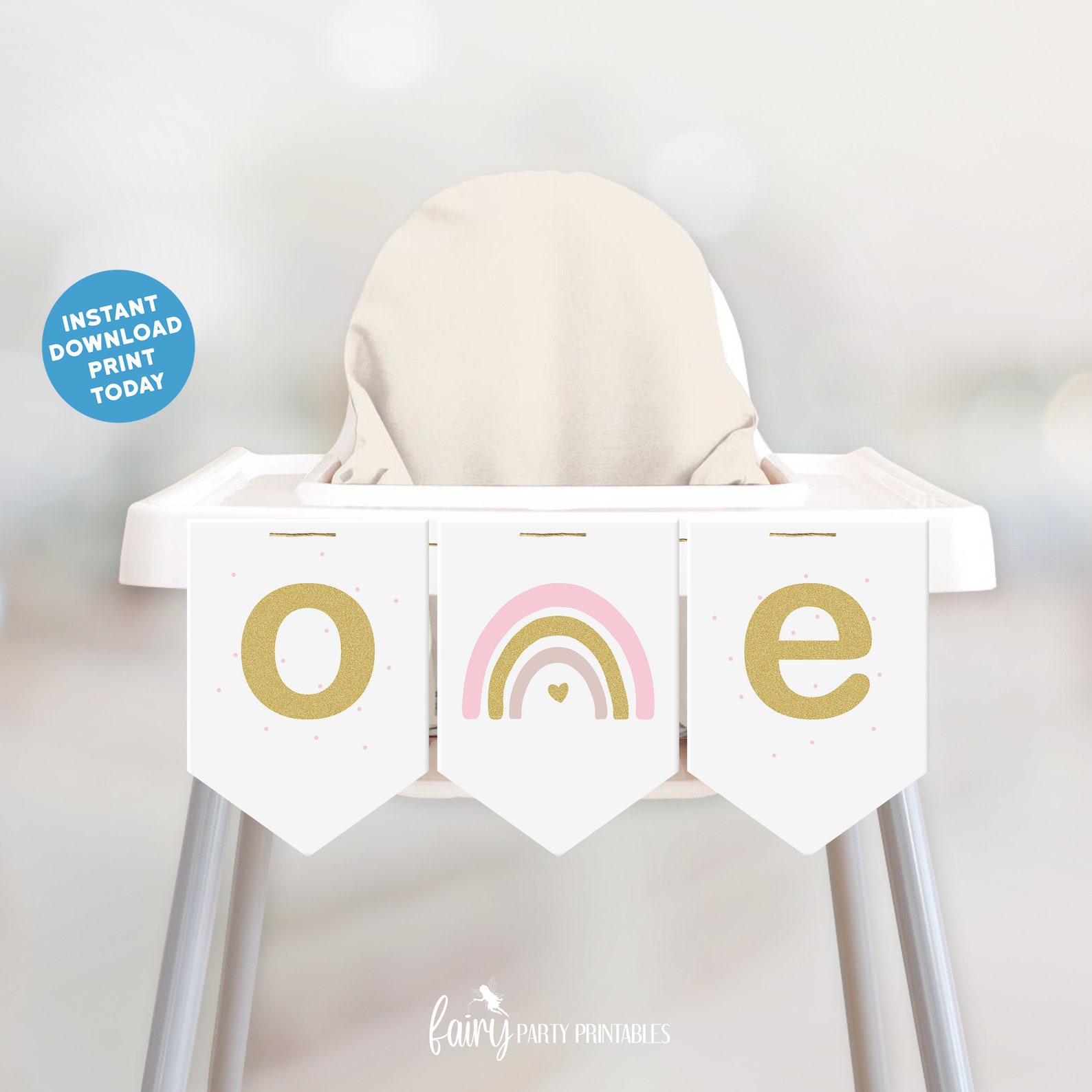 Printable Gold Rainbow ONE High Chair Banner Rainbow High - Etsy