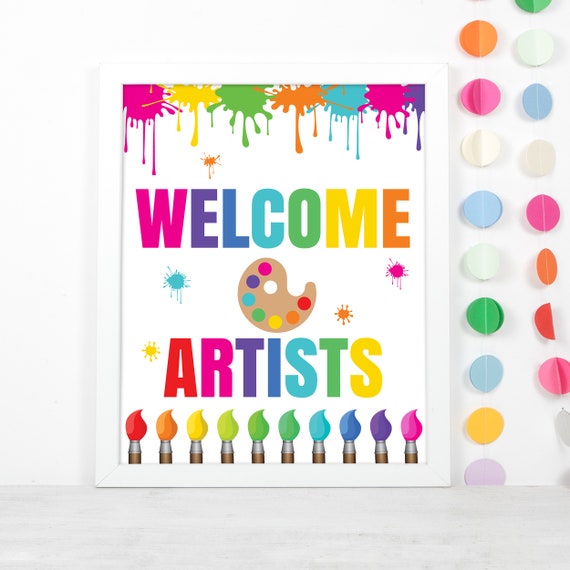 Printable Welcome Artists Birthday Sign Paint Welcome - Etsy