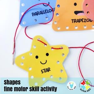 Printable Shapes Fine Motor Skills Activity, Shapes Lacing Cards ...