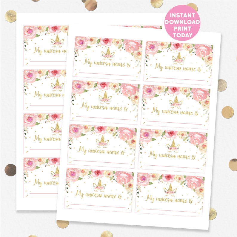 Printable Unicorn Name Birthday Game Sign Rainbows and - Etsy