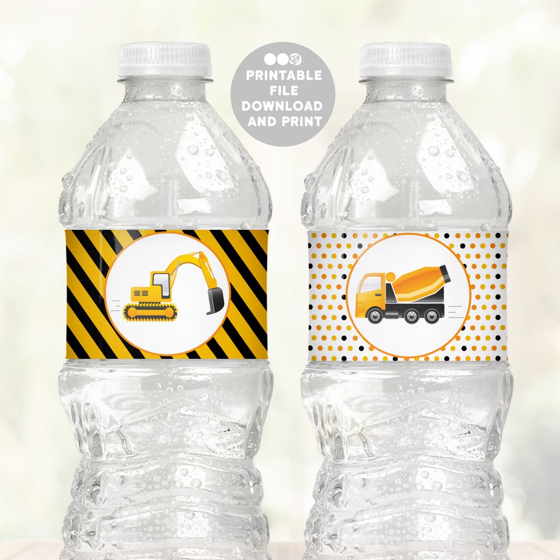 Printable Construction Water Bottle Labels Construction - Etsy