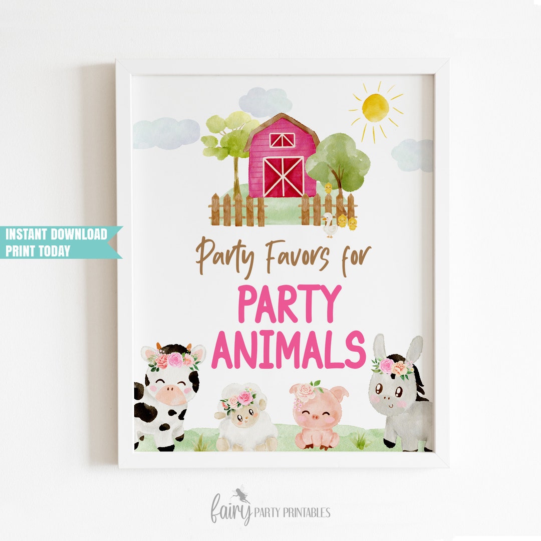 Printable Farm Party Favors Table Sign, Farm Animals Favors Station ...