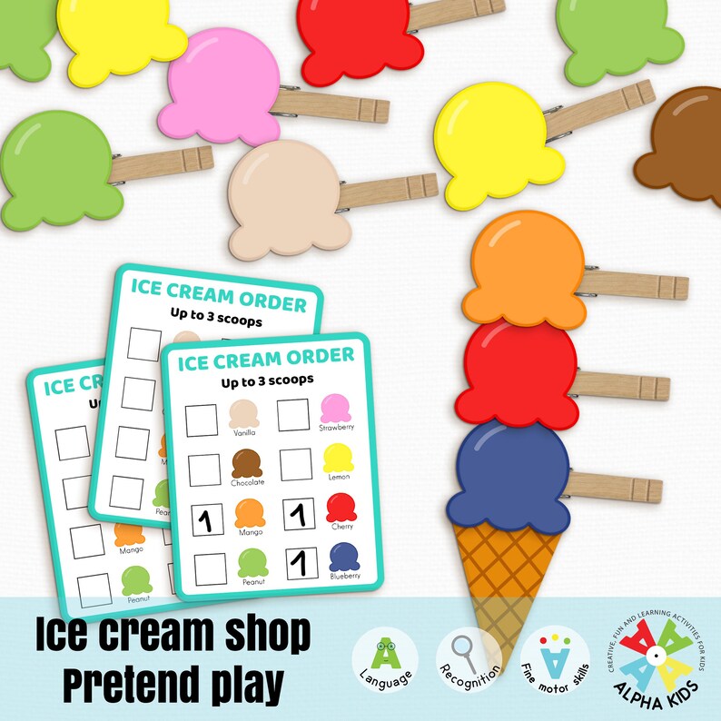 Printable Ice Cream Shop, Pretend Play Ice Ceam Shop, Dramatic Play ...