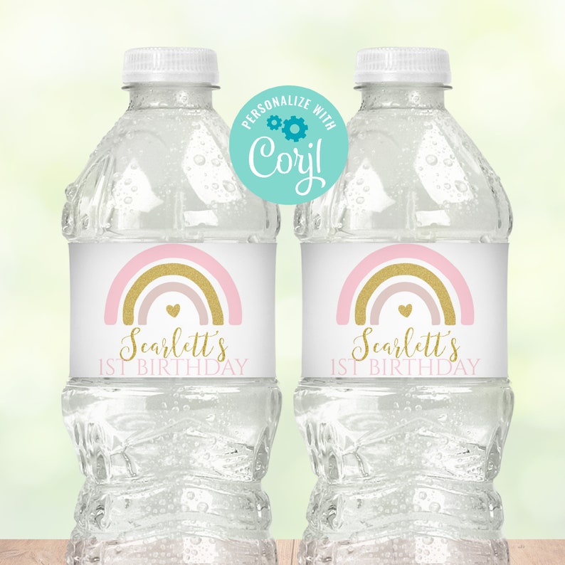 EDITABLE Printable Boho Rainbow Water Bottle Labels Template - Etsy