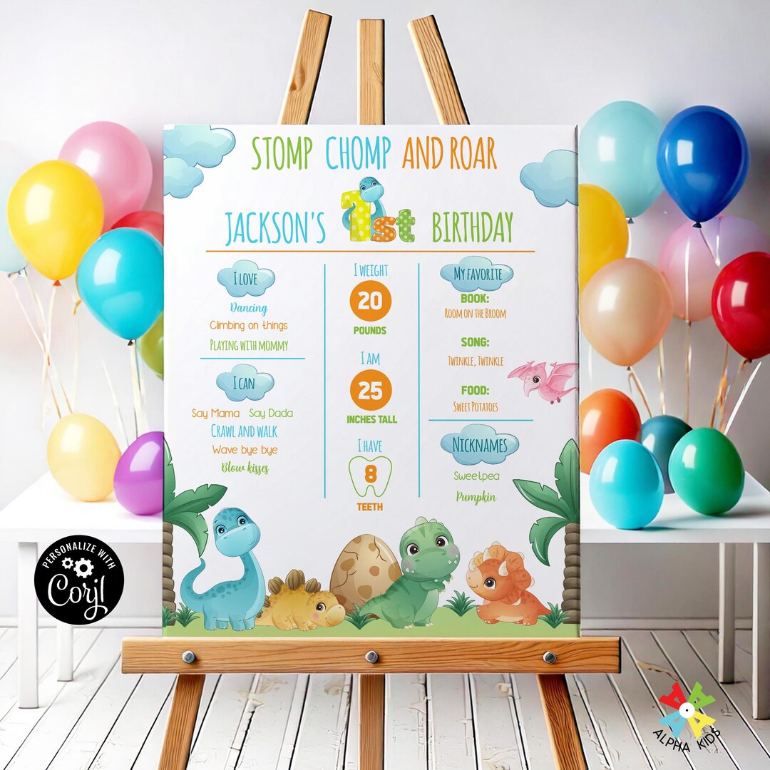 EDITABLE Printable Boy Dinosaurs Milestones Sign, Dinosaurs Boy First ...