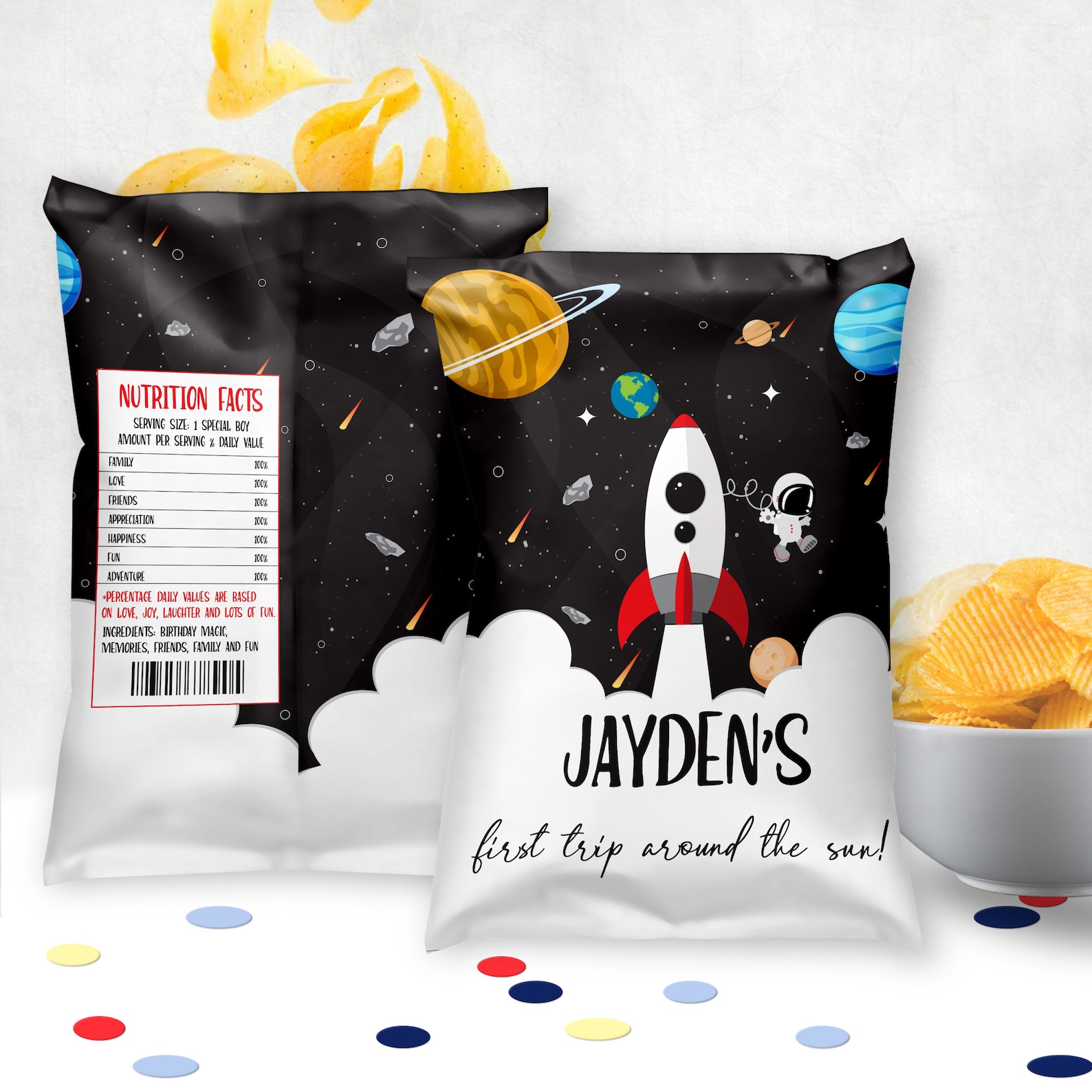 EDITABLE Outer Space Chips Bag Space Birthday Party Chips Bag - Etsy