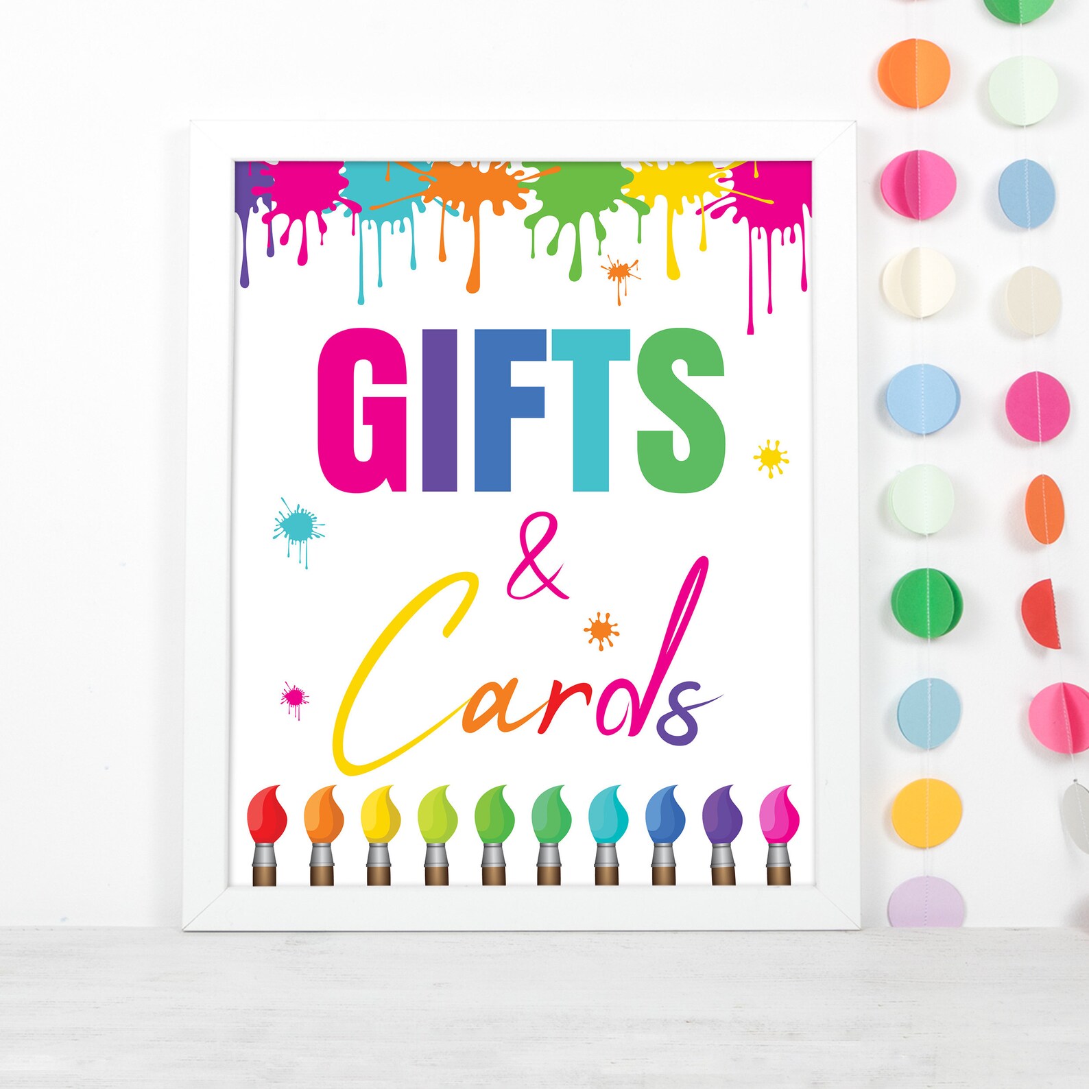 Printable Gifts and Cards Birthday Sign, Birthday Paint Gift Table Sign ...