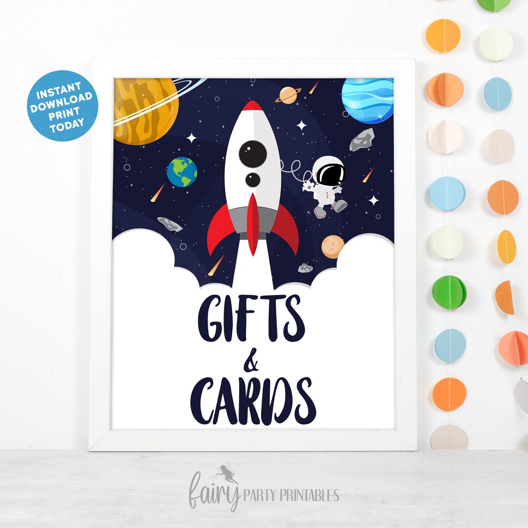 Printable Outer Space Gifts and Cards Table Sign Rocket Ship - Etsy