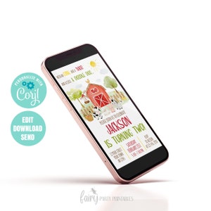 EDITABLE Electronic Invitation, Farm Boy Invitation Template, Girl ...